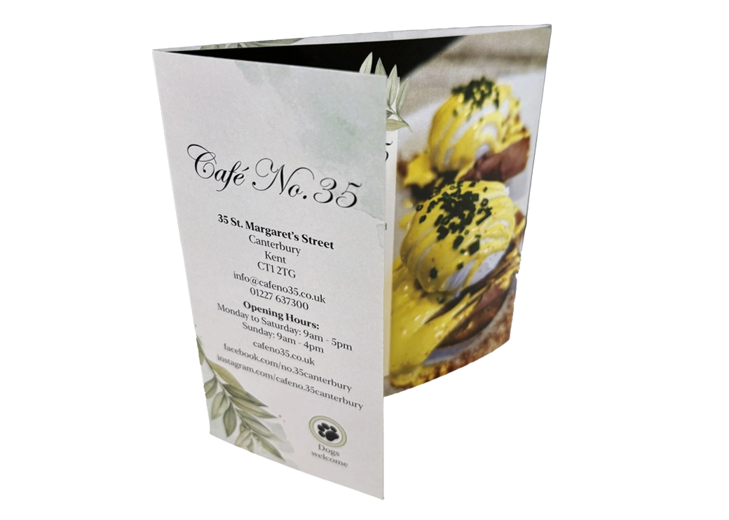 Leaflet Design for Café No.35 - Parkers Design and Print | Graphic ...